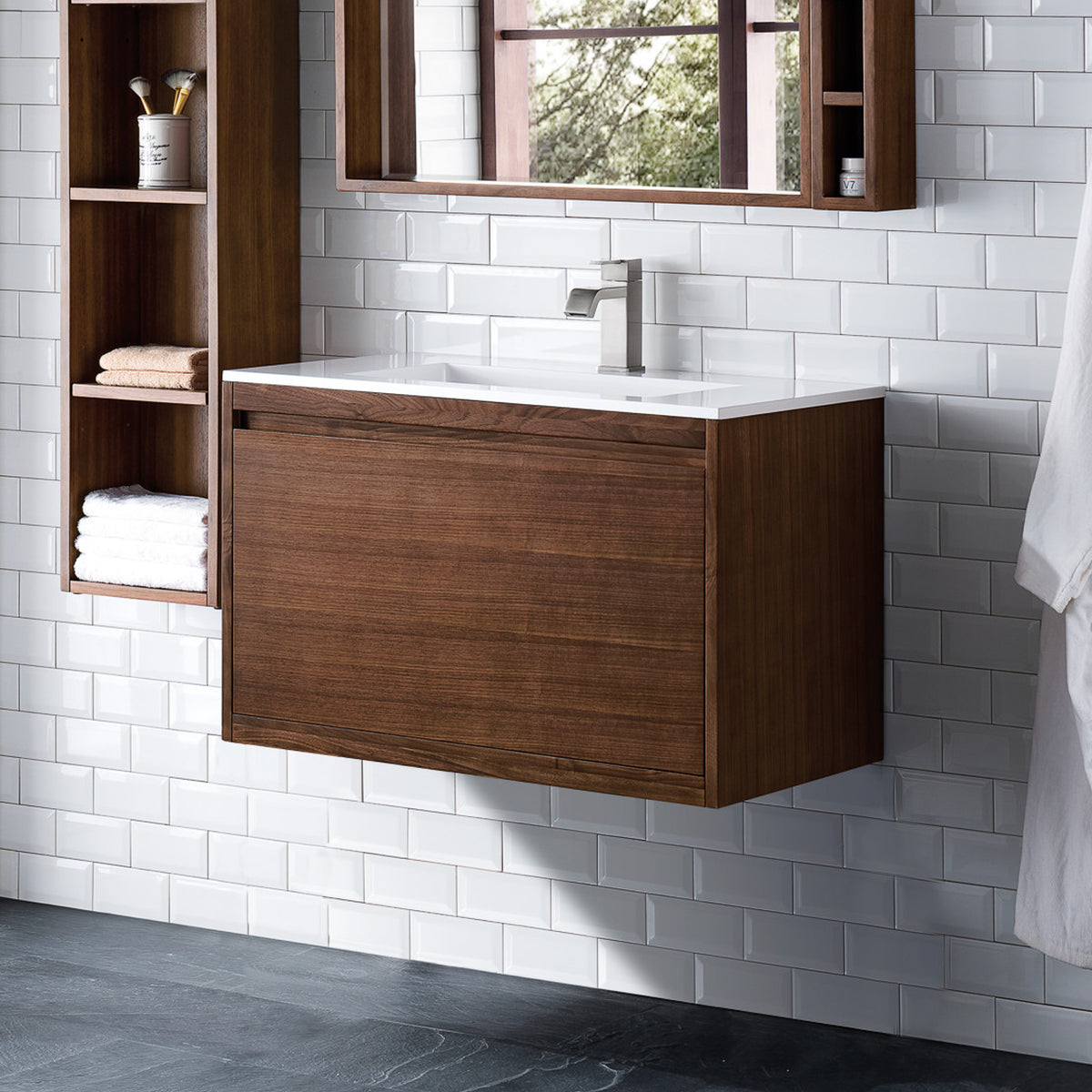 31.5" Mantova Single Bathroom Vanity, Mid-Century Walnut – Vanities Depot