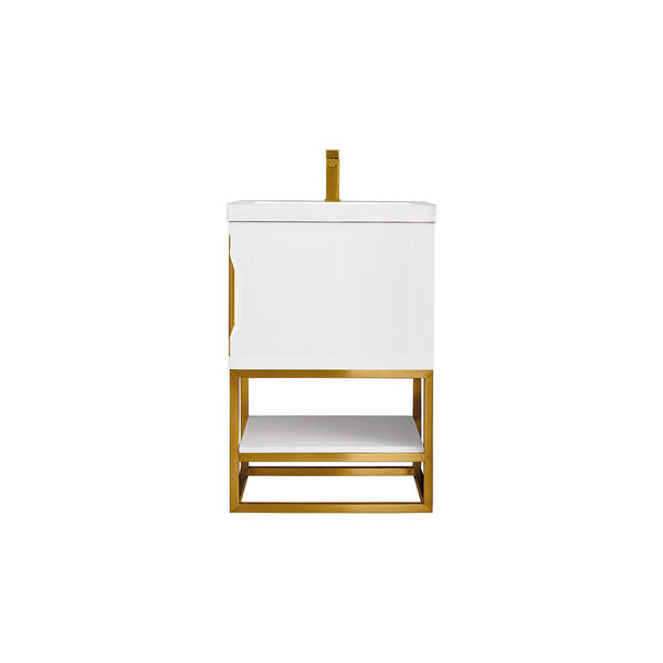 24" Columbia Glossy White Bathroom Vanity with Gold Base – Vanities Depot
