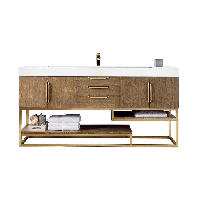 Columbia 72" Single Vanity in Latte Oak & Radiant Gold – Vanities Depot